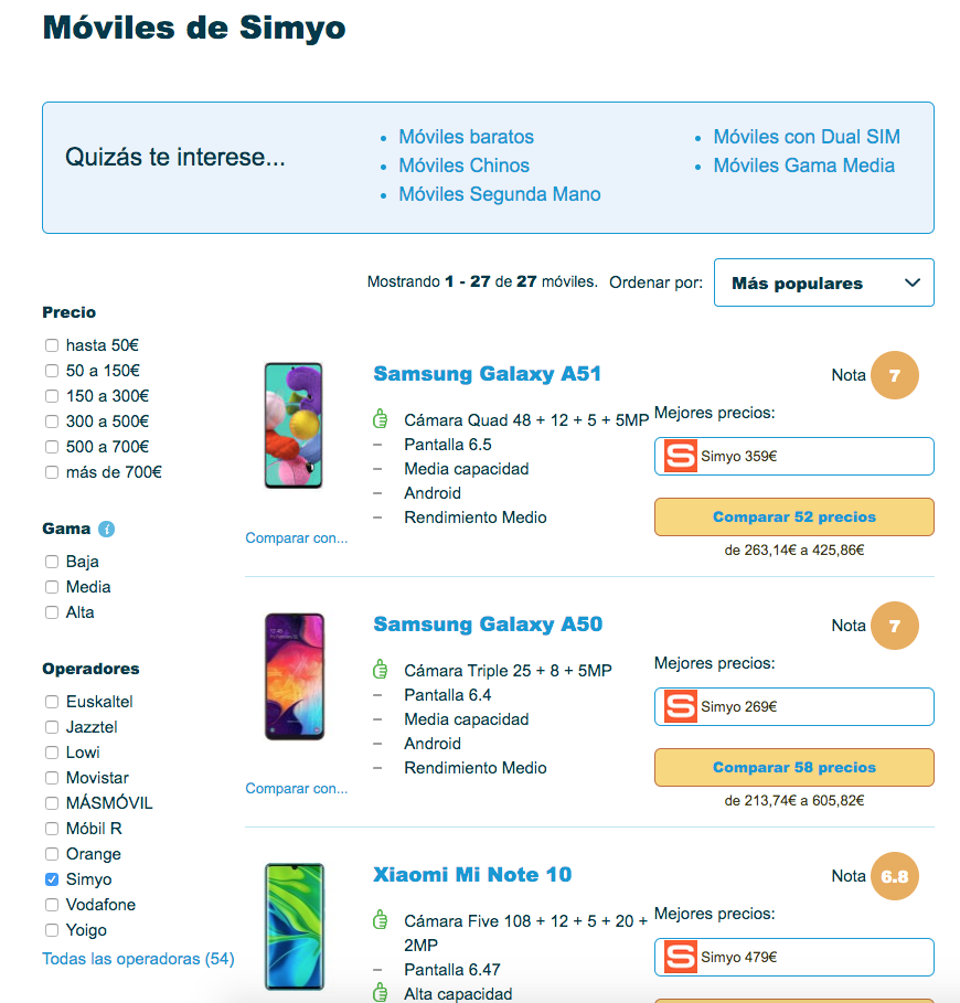 Simyo aumenta los Gigas de sus tarifas manteniendo el precio